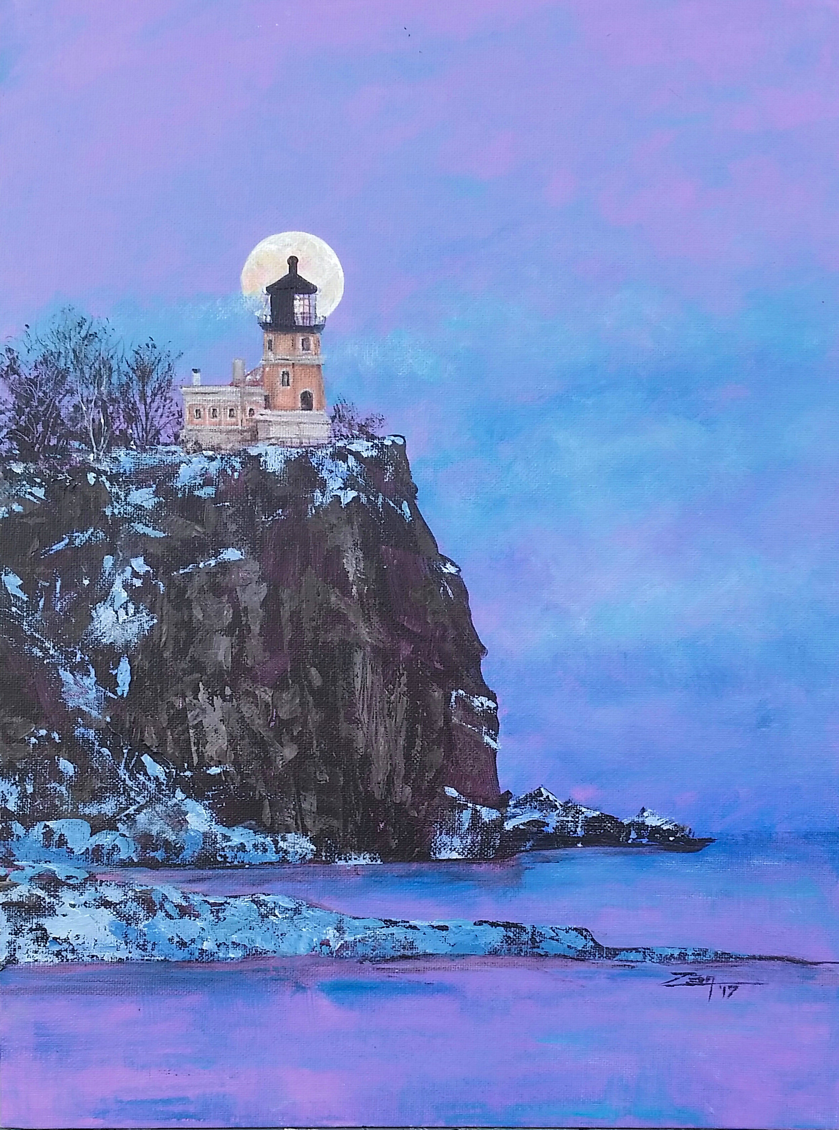 Split Rock Lighthouse – 12×16 acrylic © Zan Savage – ZanArt