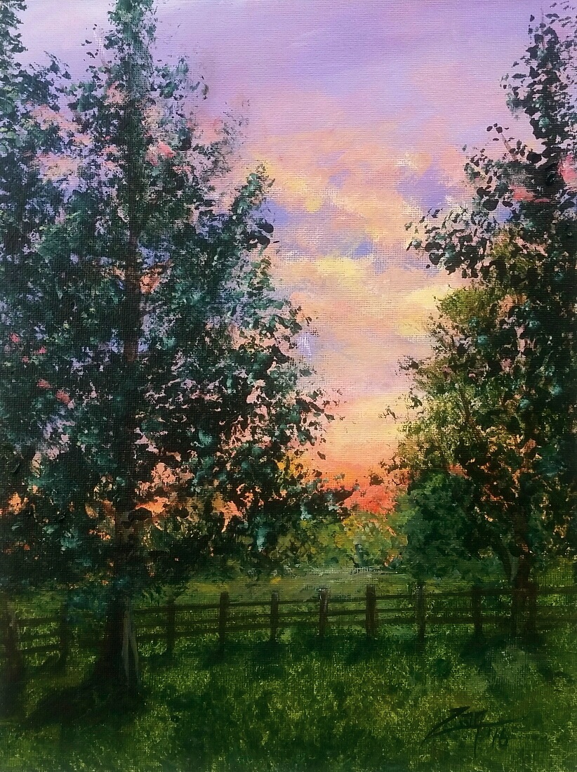 Sunset Ranch 9×12 acrylic – ZanArt