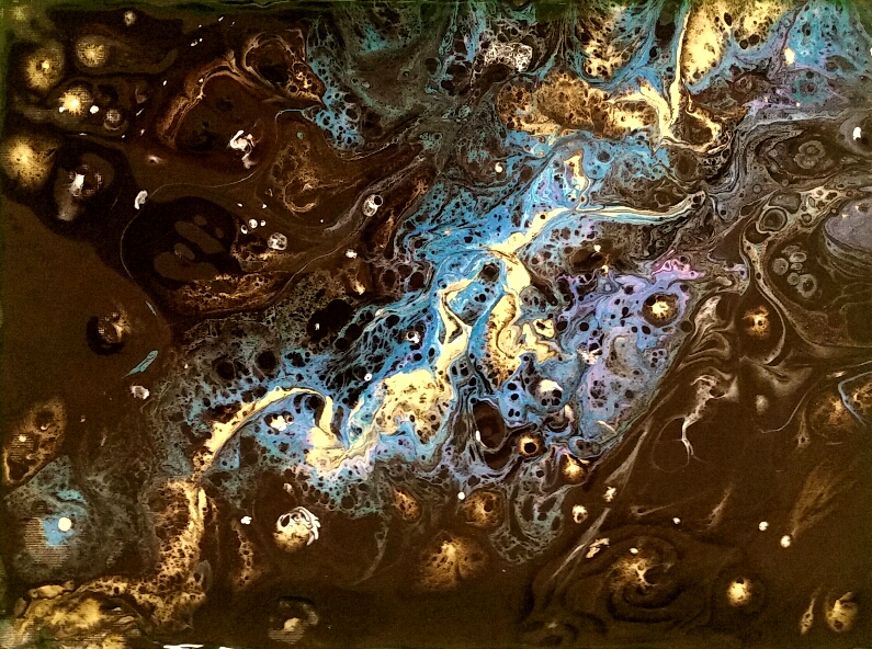 Nebula flip and drag – 9×12 Acrylic Pour – ZanArt